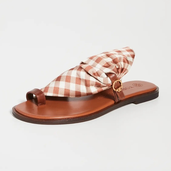 Tory Burch | Shoes | Nibnwt Tory Burch Selby Brown Gingham Scarf Sandal ...
